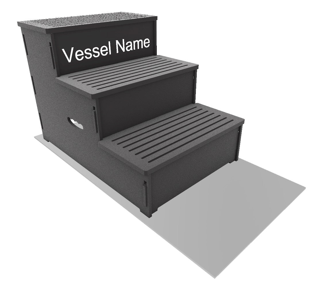 Stowaway Steps - stowable boat dock steps for docks, dogs and people